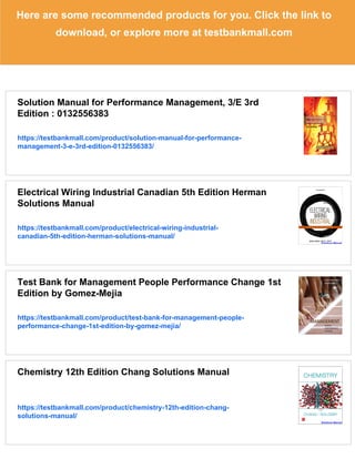 Test Bank for Performance Management, 3rd Edition: Herman Aguinis | PDF