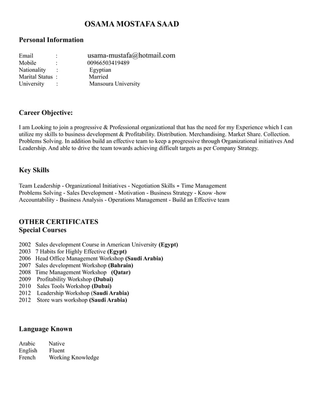 Osama Mostafa Resume | PDF