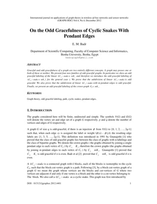 On the Odd Gracefulness of Cyclic Snakes With Pendant Edges | PDF ...