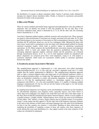 AN INVESTIGATION OF THE SAMPLING-BASED ALIGNMENT METHOD AND ITS CONTRIBUTIONS | PDF