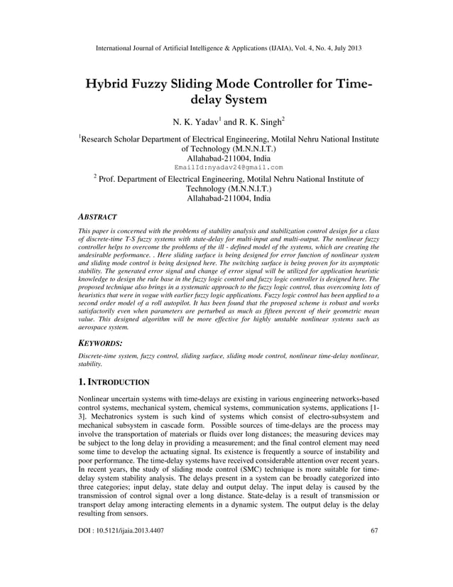 Hybrid Fuzzy Sliding Mode Controller for Timedelay System | PDF