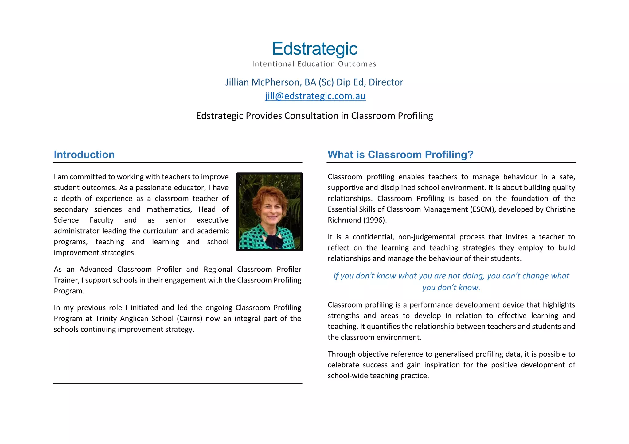 Edstrategic and Classroom Profiling | PDF