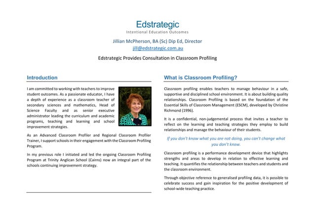 Edstrategic and Classroom Profiling | PPT