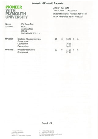 Degree Transcript (First Class) | PDF