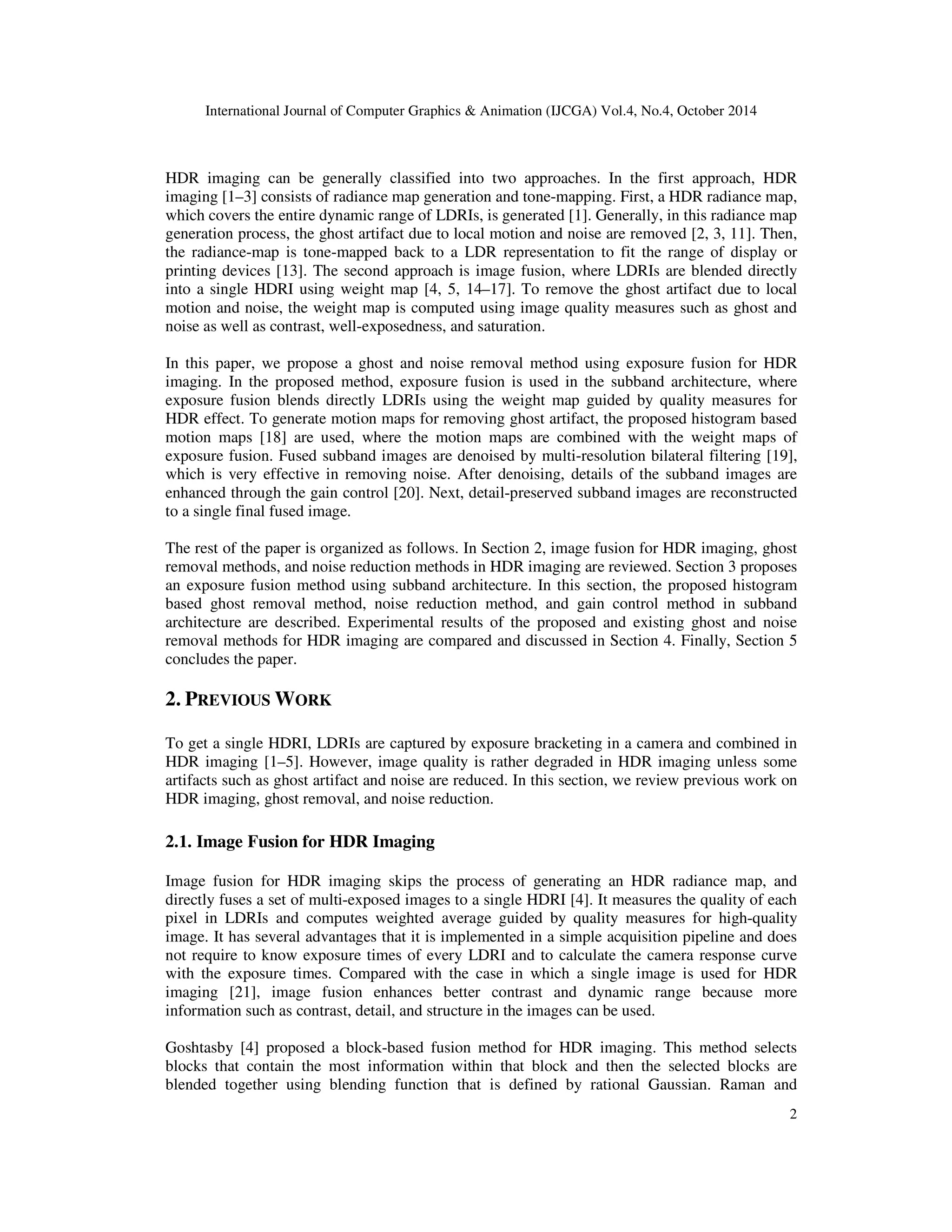 GHOST AND NOISE REMOVAL IN EXPOSURE FUSION FOR HIGH DYNAMIC RANGE ...