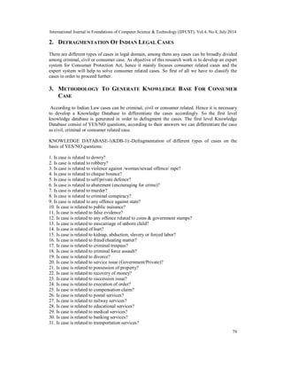 DEFRAGMENTATION OF INDIAN LEGAL CASES WITH SPECIFIC REFERENCE TO CONSUMER PROTECTION ACT USING ...