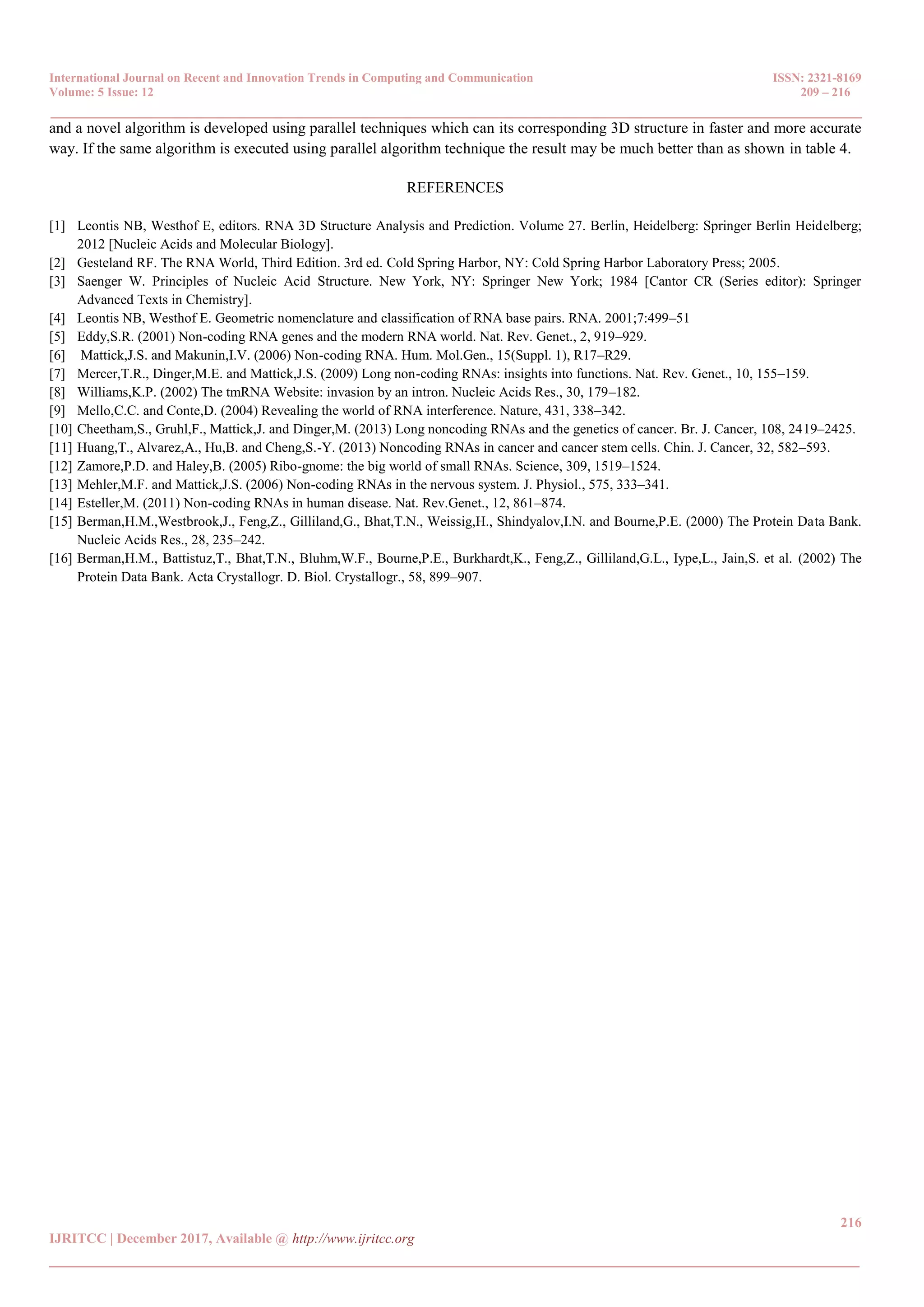 Prediction of RNA 3D Structure using Parallel Algorithm | PDF | Chemistry | Science