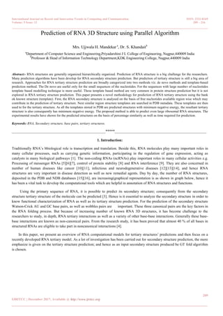 Prediction of RNA 3D Structure using Parallel Algorithm | PDF | Chemistry | Science