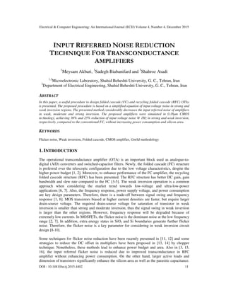 INPUT REFERRED NOISE REDUCTION TECHNIQUE FOR TRANSCONDUCTANCE AMPLIFIERS | PDF