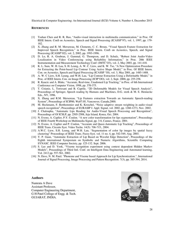 A LIP LOCALIZATION BASED VISUAL FEATURE EXTRACTION METHOD | PDF A LIP LOCALIZATION BASED VISUAL FEATURE EXTRACTION METHOD | PDF