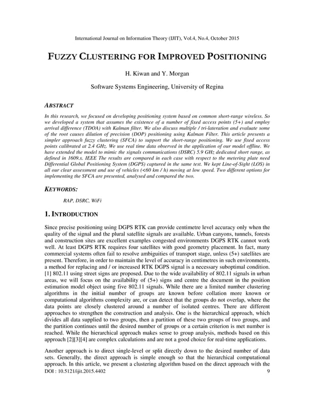 FUZZY CLUSTERING FOR IMPROVED POSITIONING | PDF | Internet of Things | Internet