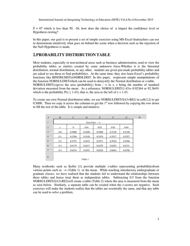 USE OF EXCEL IN STATISTICS: PROBLEM SOLVING VS PROBLEM UNDERSTANDING | PDF