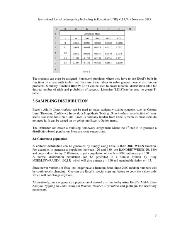 Use Of Excel In Statistics Problem Solving Vs Problem Understanding Pdf 