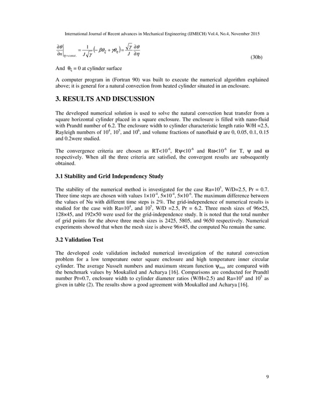 NUMERICAL INVESTIGATION OF NATURAL CONVECTION HEAT TRANSFERFROM SQUARE CYLINDER IN AN ENCLOSED ...