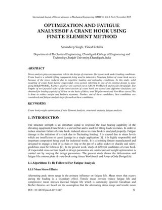 OPTIMIZATION AND FATIGUE ANALYSISOF A CRANE HOOK USING FINITE ELEMENT METHOD | PDF | Physics ...
