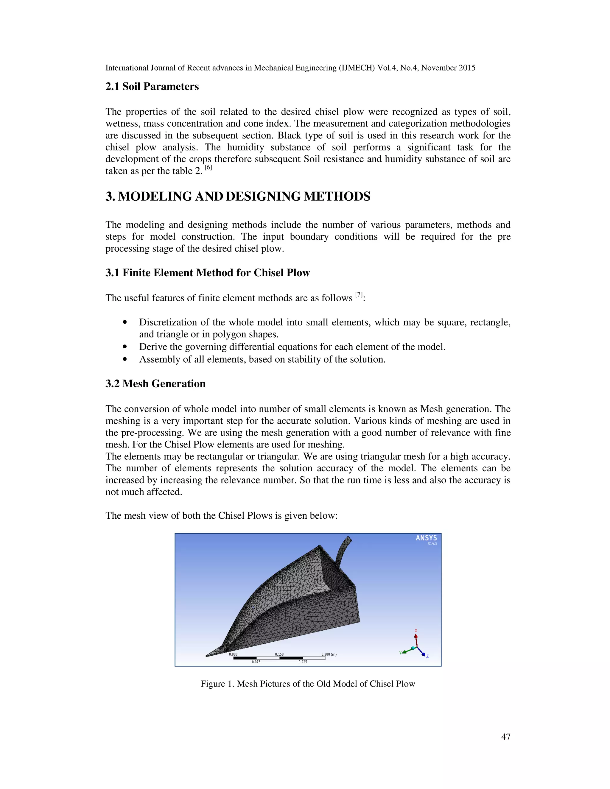 PARAMETRIC DESIGN ANALYSIS AND FEA SIMULATION OF A CHISEL PLOW FOR AN AGRICULTURE USE | PDF