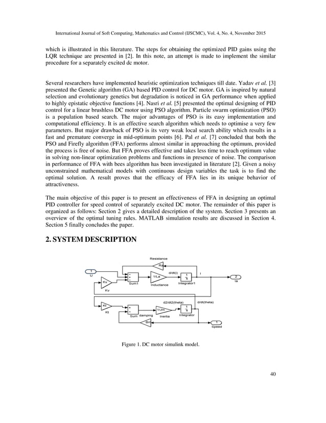 OPTIMAL PID CONTROLLER DESIGN FOR SPEED CONTROL OF A SEPARATELY EXCITED DC MOTOR: A FIREFLY ...