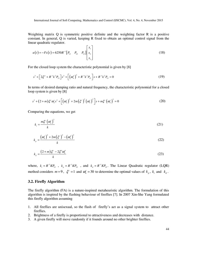 OPTIMAL PID CONTROLLER DESIGN FOR SPEED CONTROL OF A SEPARATELY EXCITED DC MOTOR: A FIREFLY ...