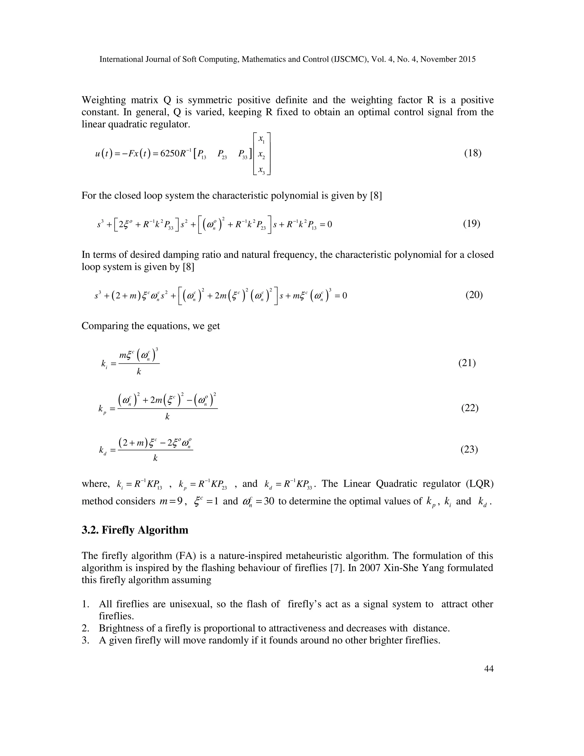 Optimal Pid Controller Design For Speed Control Of A Separately Excited Dc Motor A Firefly