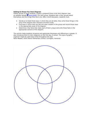 Getting to know you Venn Diagram | PDF