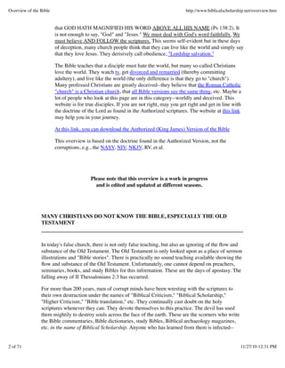 Overview Of The Bible | PDF