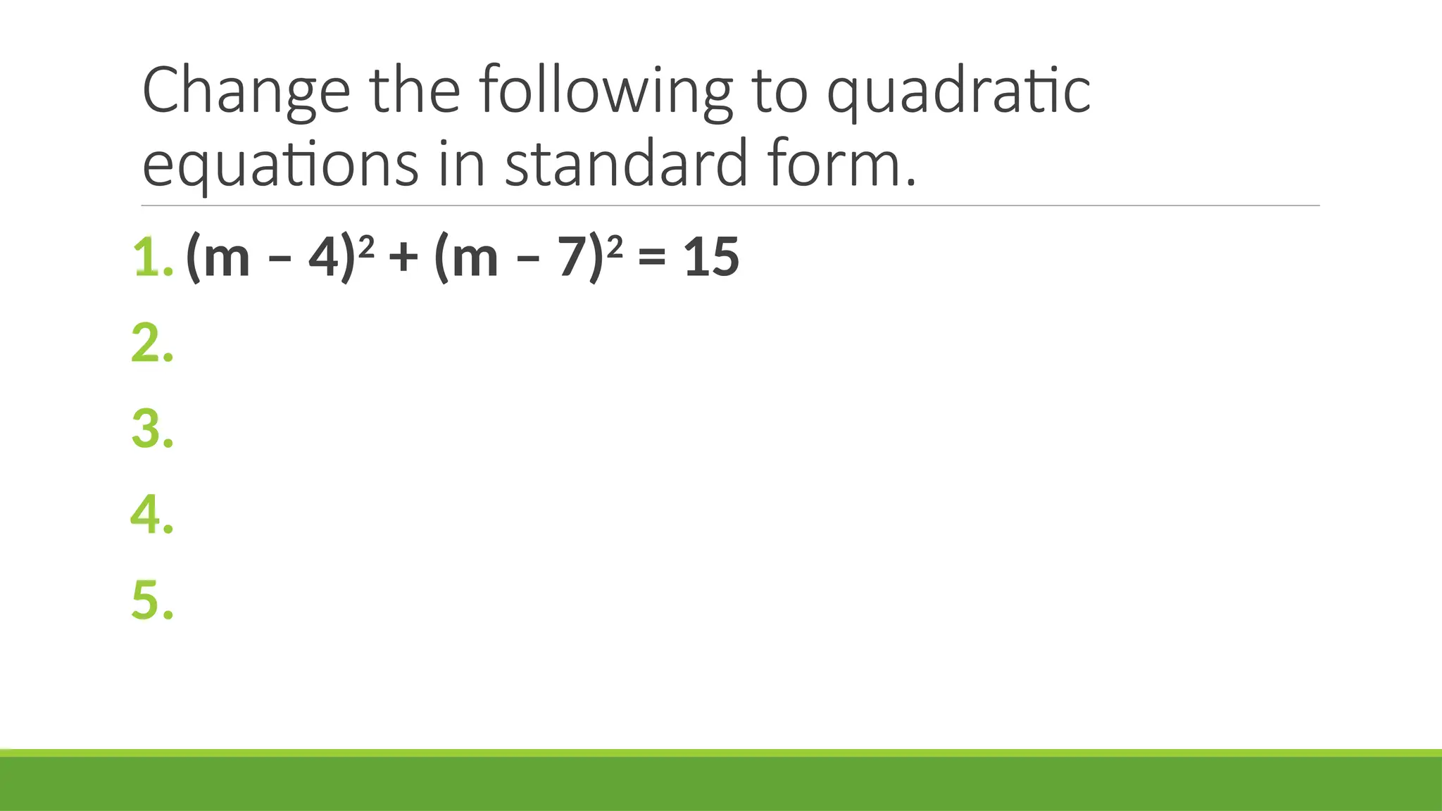 EQUATIONS TRANSFORMABLE IN QUADRATIC EQUATIONS | PPTX