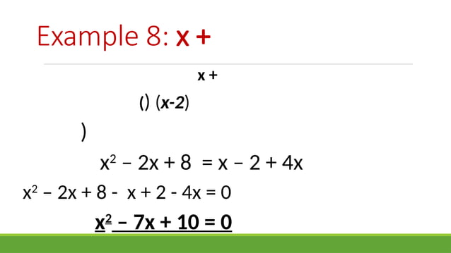 EQUATIONS TRANSFORMABLE IN QUADRATIC EQUATIONS | PPTX