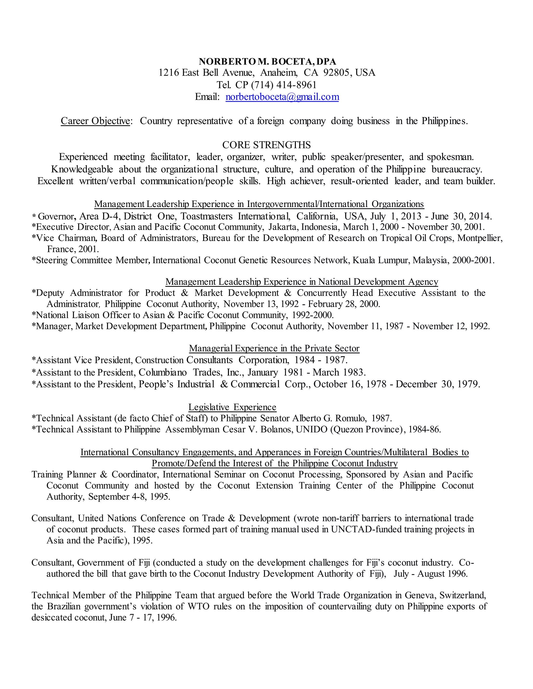 Resume for Foreign Bus. in Manila | DOCX
