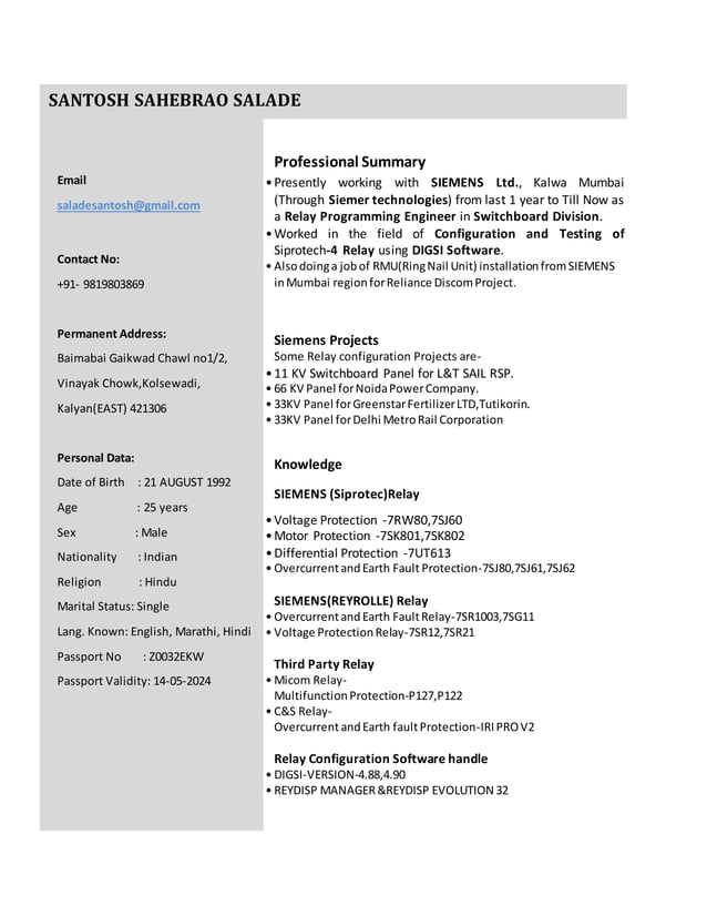 santosh resume | PDF