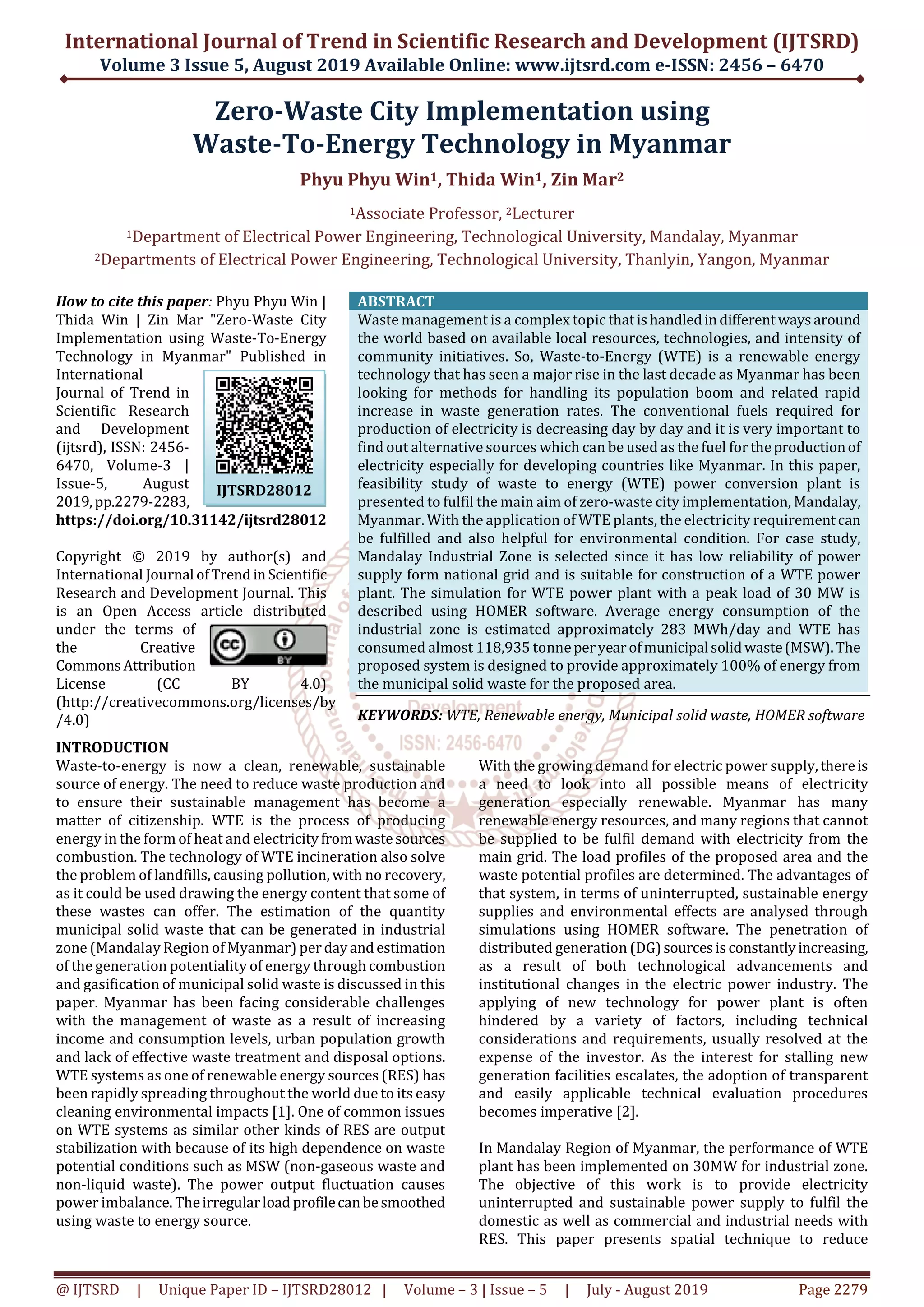 Zero Waste City Implementation using Waste To Energy Technology in ...