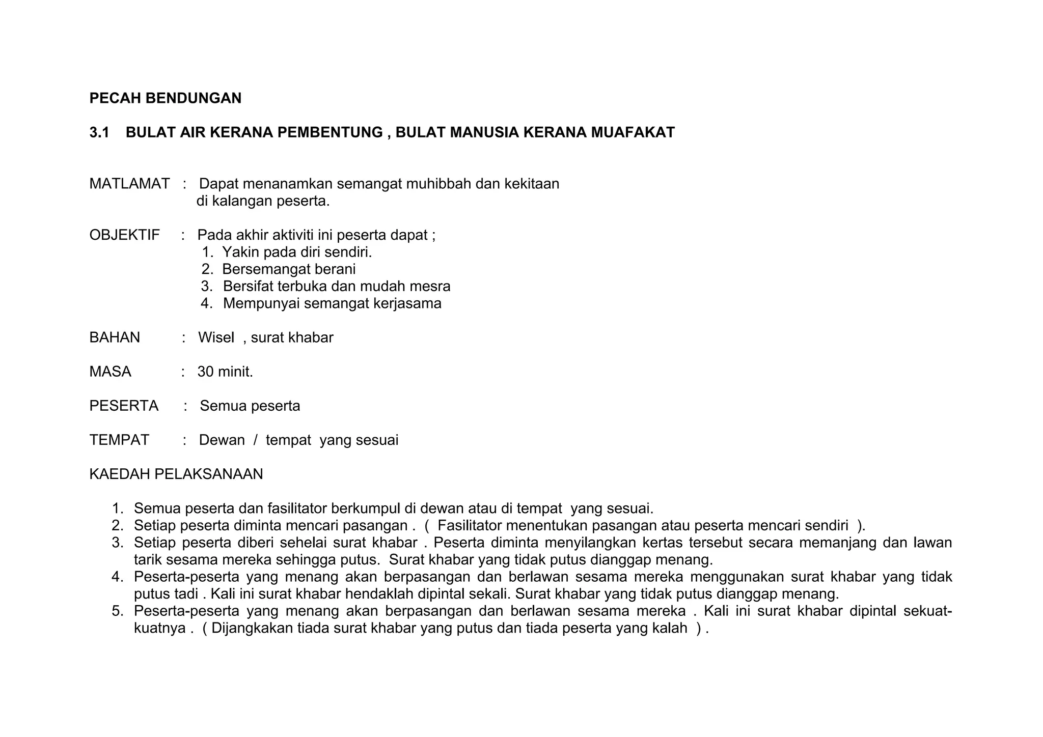 AKTIVITI PECAH-BENDUNGAN LDK BERKUMPULAN | DOCX