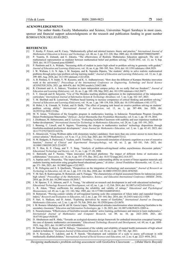 Designing mathematics problem-solving assessment with GeoGebra ...