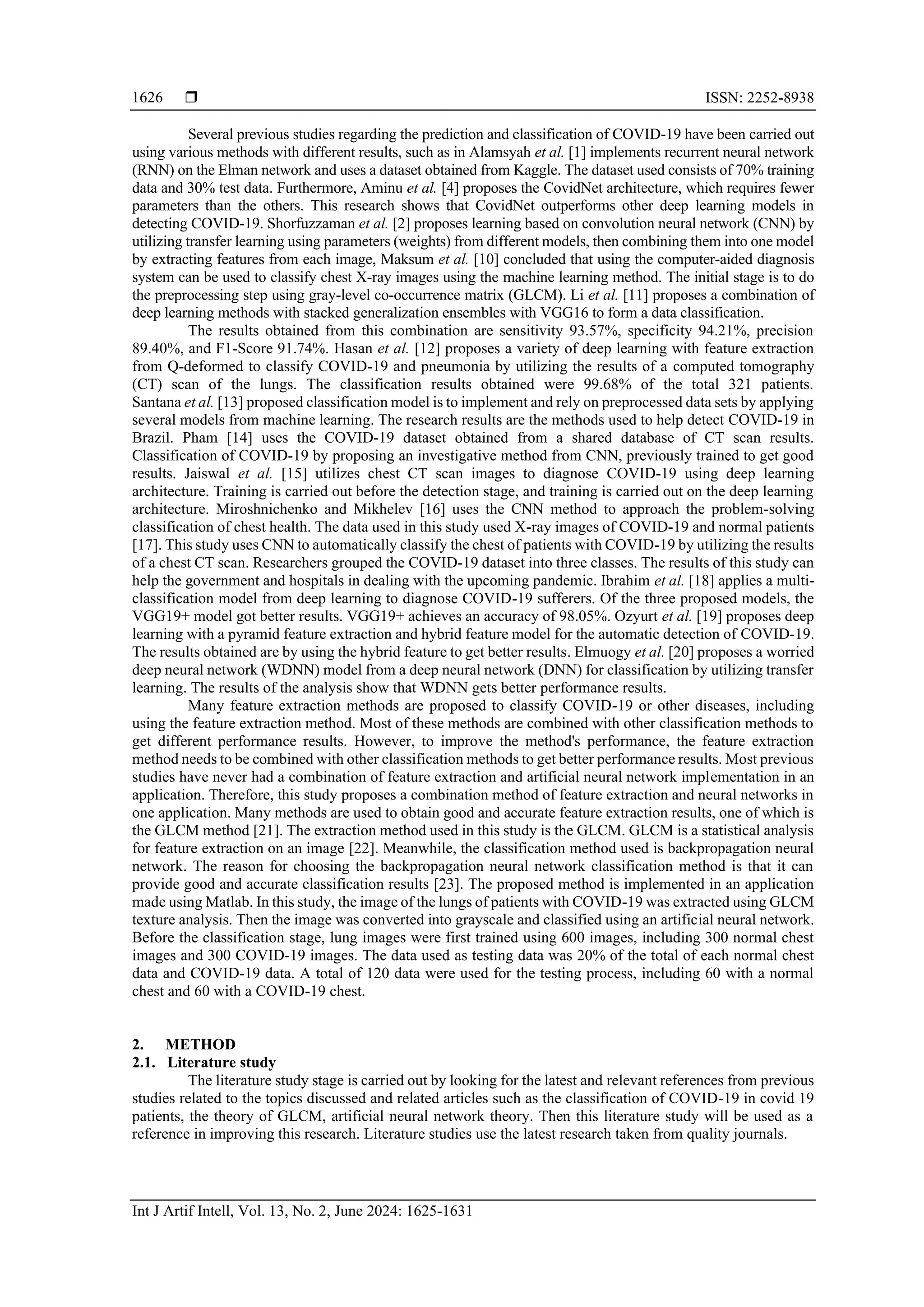 Combination Of Gray Level Co Occurrence Matrix And Artificial Neural Networks For Classification