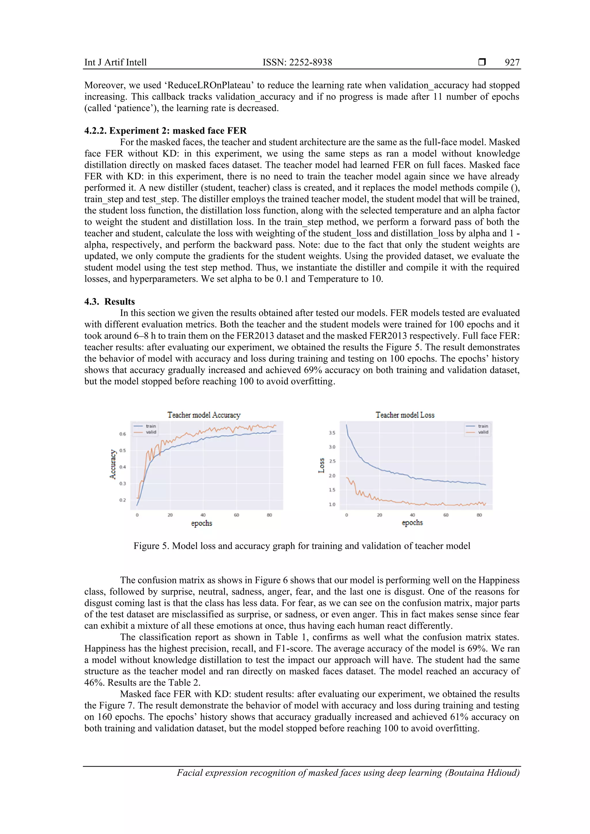 Facial expression recognition of masked faces using deep learning | PDF