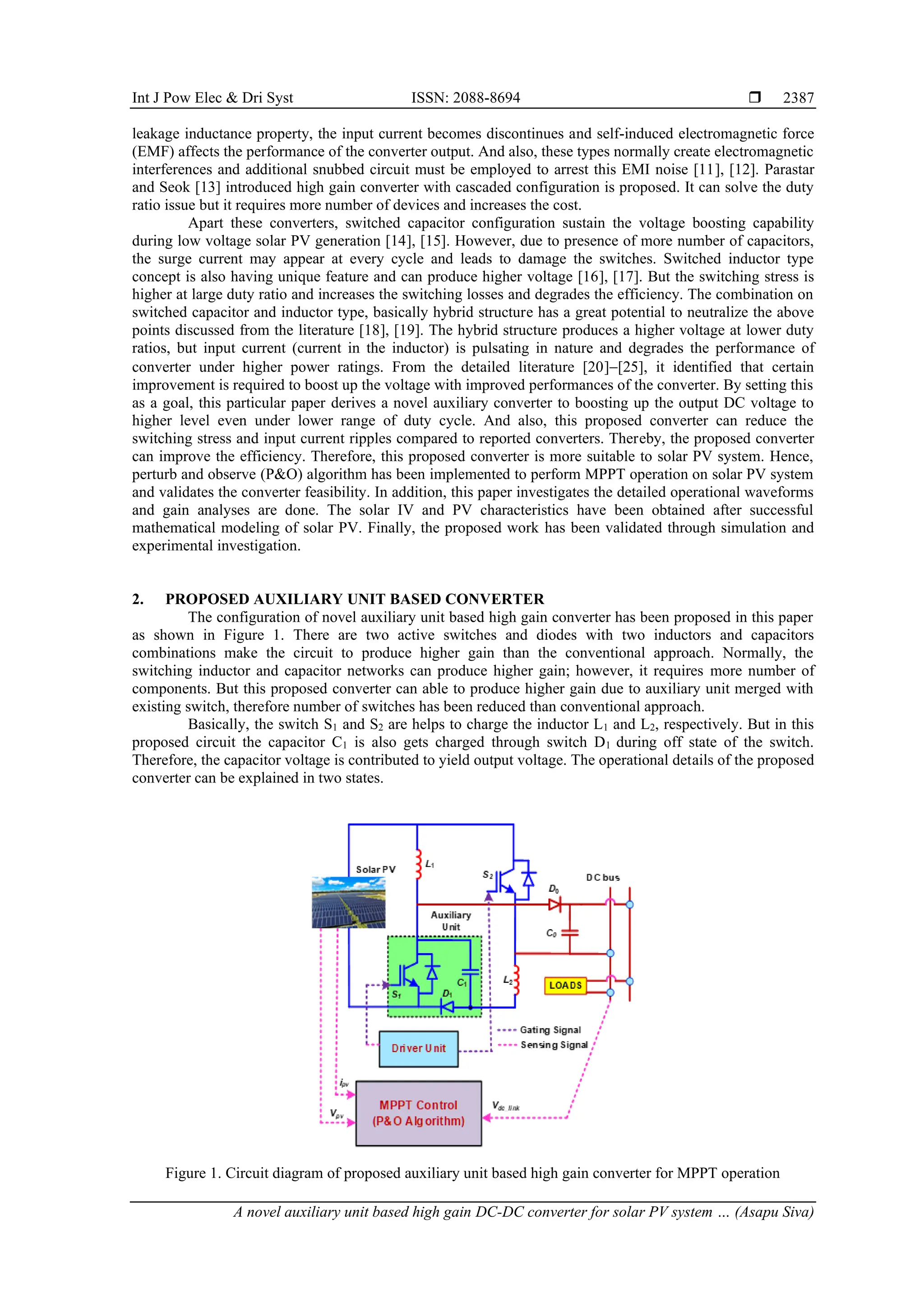 A novel auxiliary unit based high gain DC-DC converter for solar PV ...