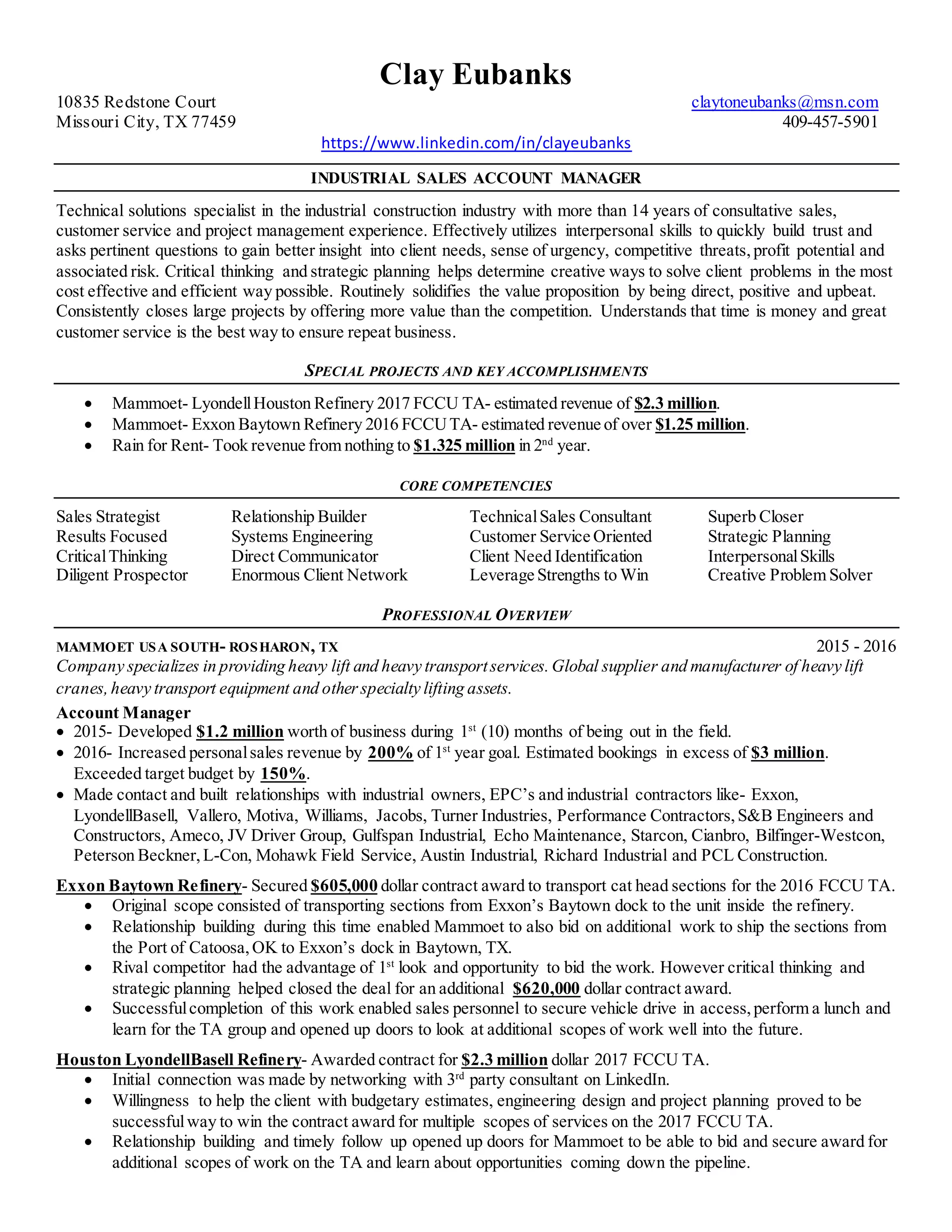 Clay Eubanks-Seasoned Sales Consultant | DOCX