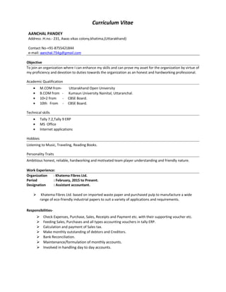 Resume (Aanchal) | DOC