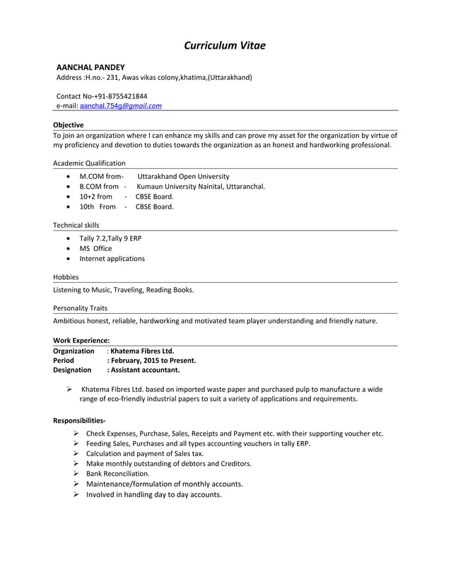 Resume (Aanchal) | DOC