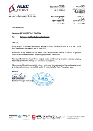 Murali reference letter | PDF