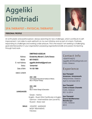 cv SPA THERAPIST | PDF