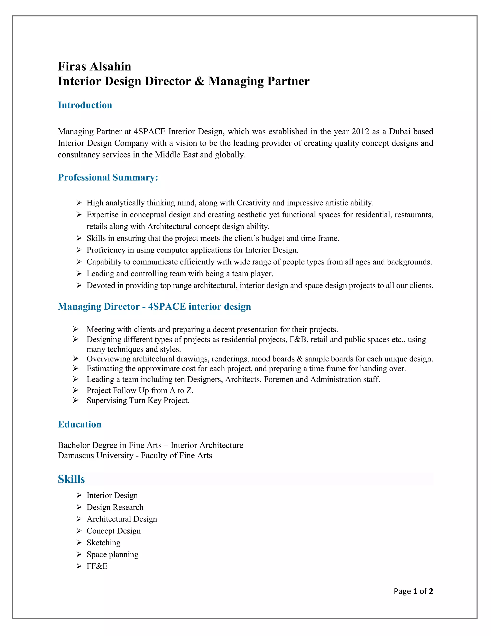 Firas - Resume - personal profile | PDF