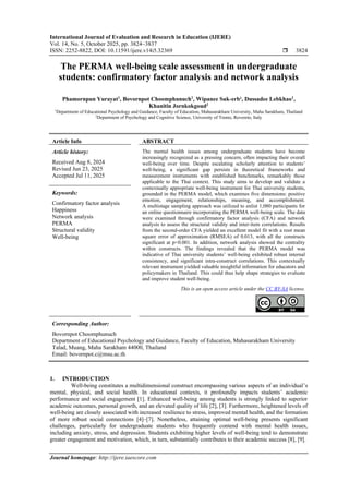 The PERMA well-being scale assessment in undergraduate students ...