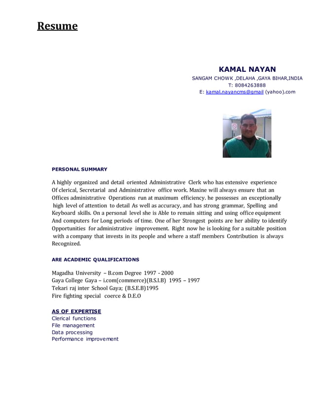 resume kamal Nayan (19) | PDF