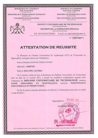 Attestation_DUT | PDF