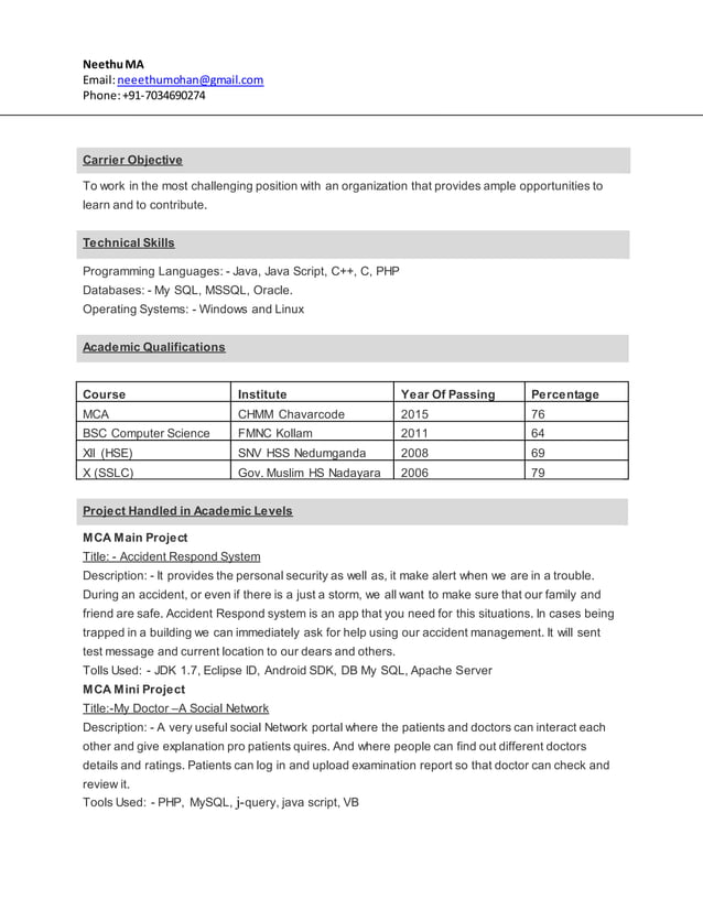 Neethu CV | DOCX
