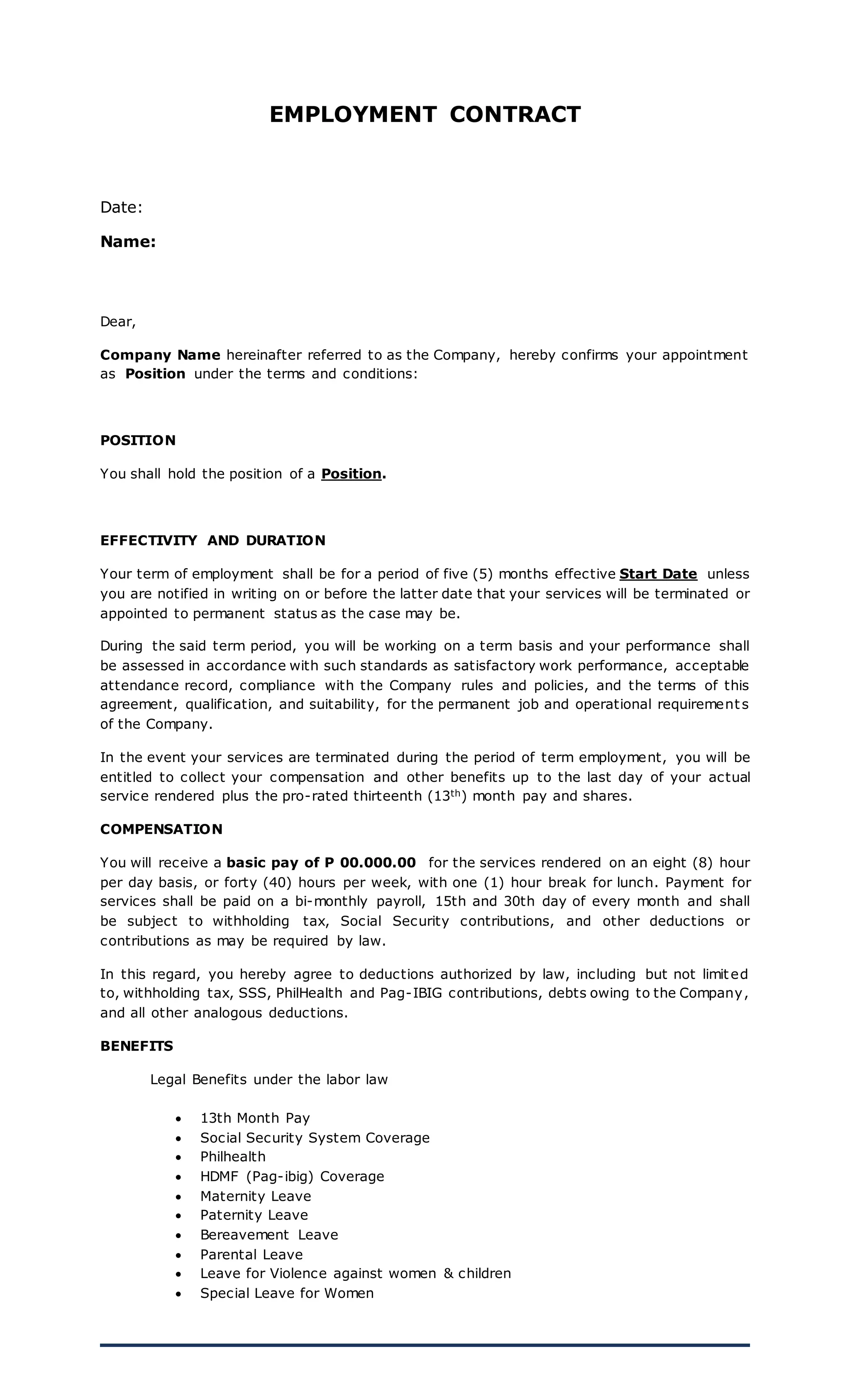 Employment Contract UPDATED | DOCX