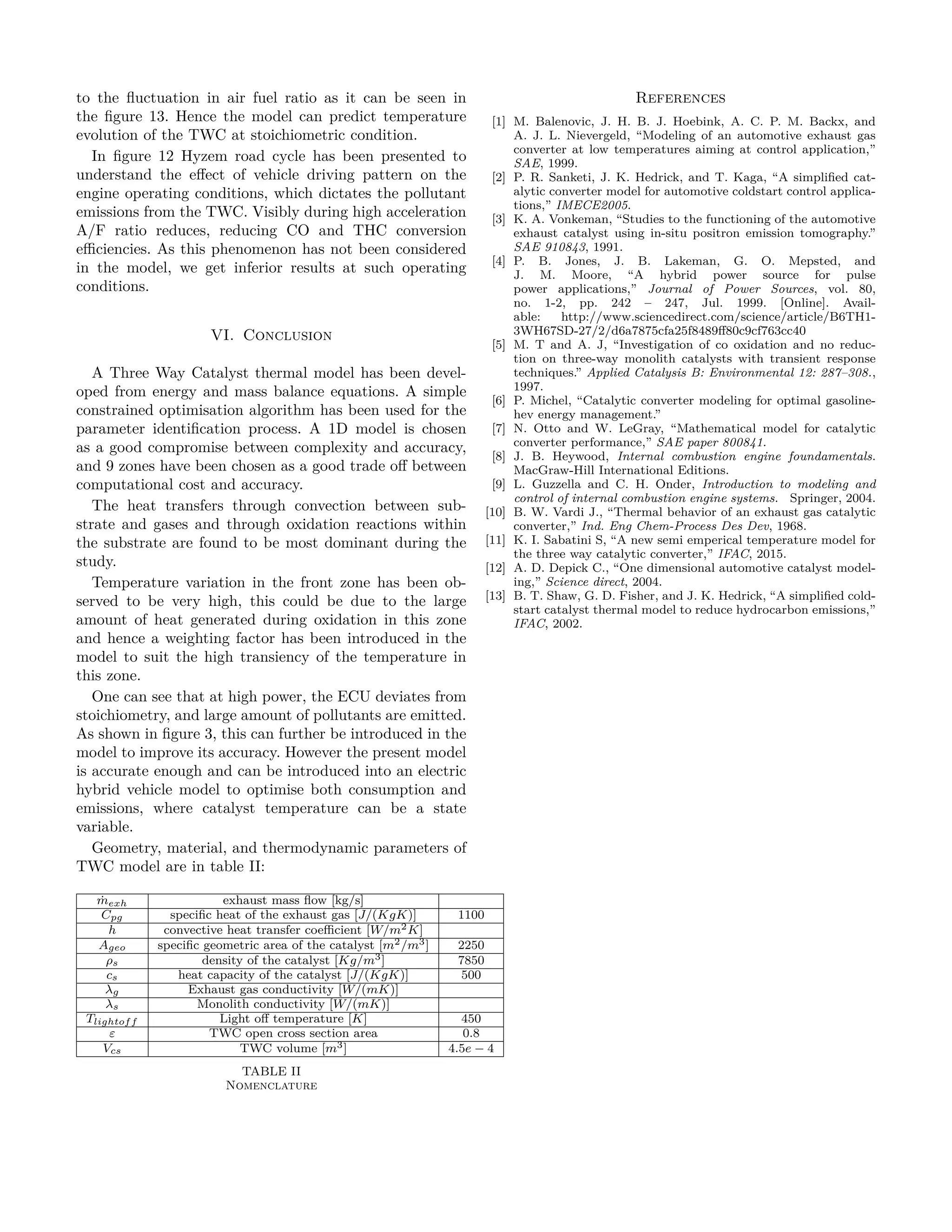 A simplified thermal model for the three way catalytic converter (1) | PDF