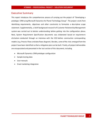 Solution report for Planet Technology | PDF