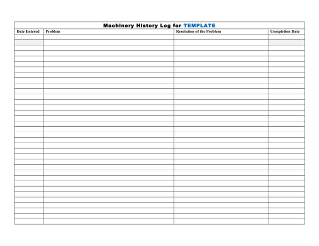 Machinery History Log TEMPLATE | DOC