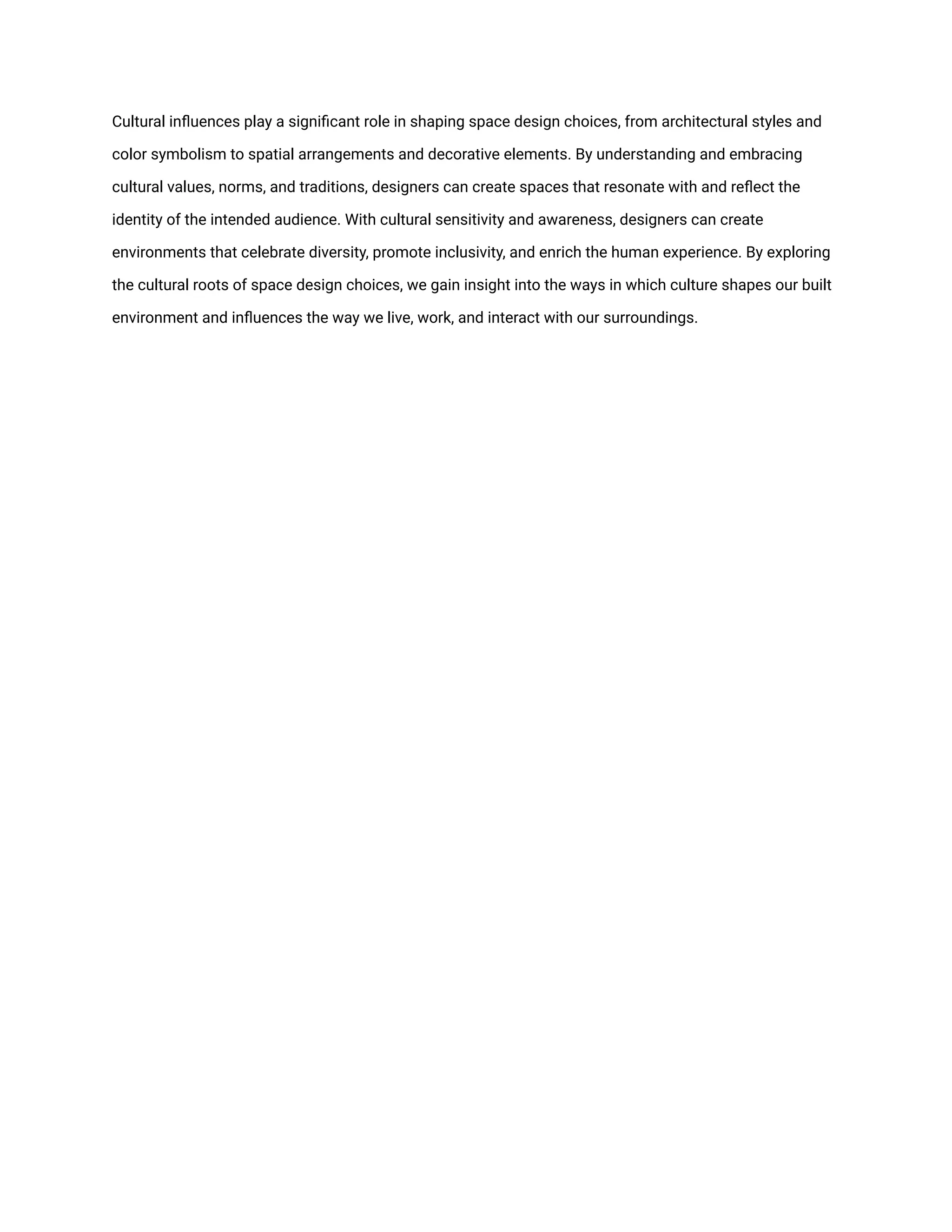 How do cultural influences shape space design choices? | PDF